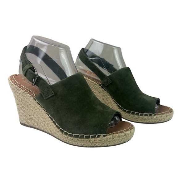 Toms | Shoes | Toms Wedge Sandals Womens 8 Monica Green Suede ...